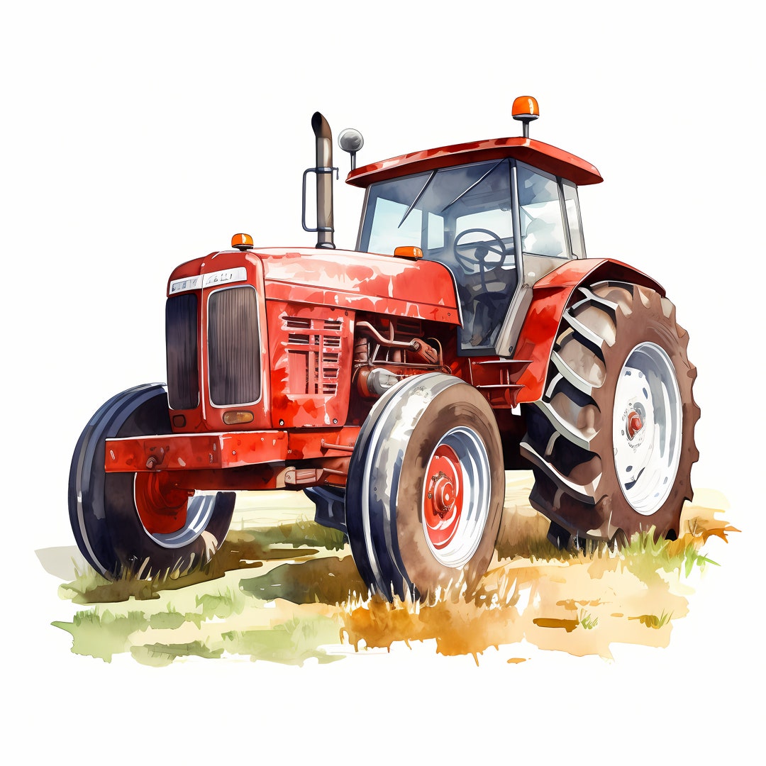 Farm Tractor Clipart, Vintage Tractors Images, 10 Watercolor Clip Art ...