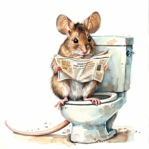 Field Mouse Clipart, Mouse on the Toilet Images, 10 Watercolor Clip Art ...