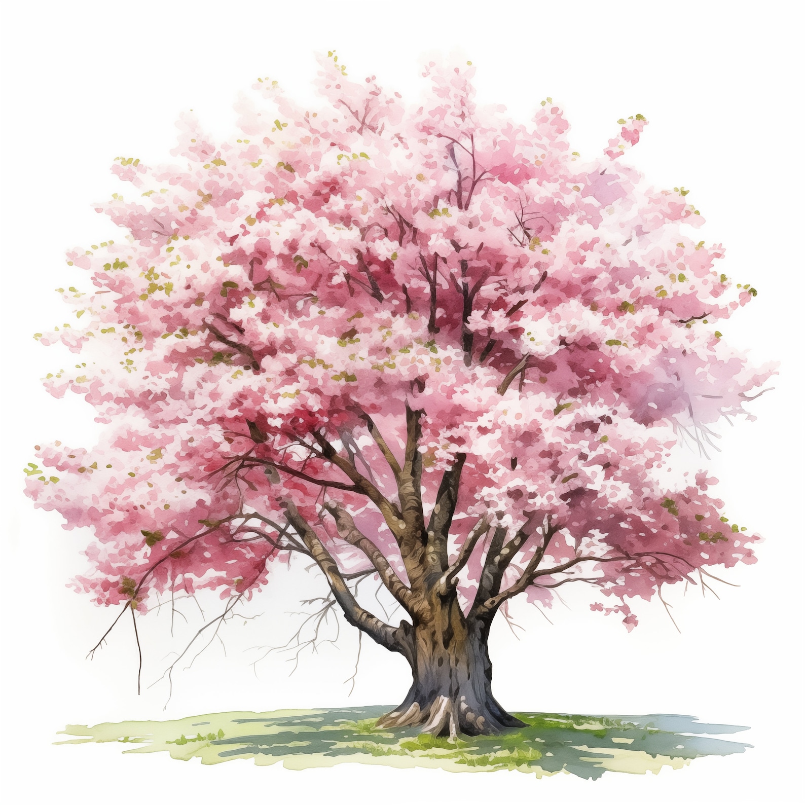 10 Sakura Tree Clipart, Cherry Blossom Tree JPG, Watercolor Clipart ...