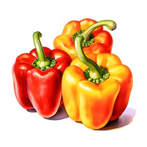 Watercolor Bell Peppers Clipart: Rainbow Sweet Pepper Images (jpgs) - Etsy