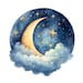 Watercolor Moon & Stars Clipart: Night Sky Images (jpgs) - Etsy