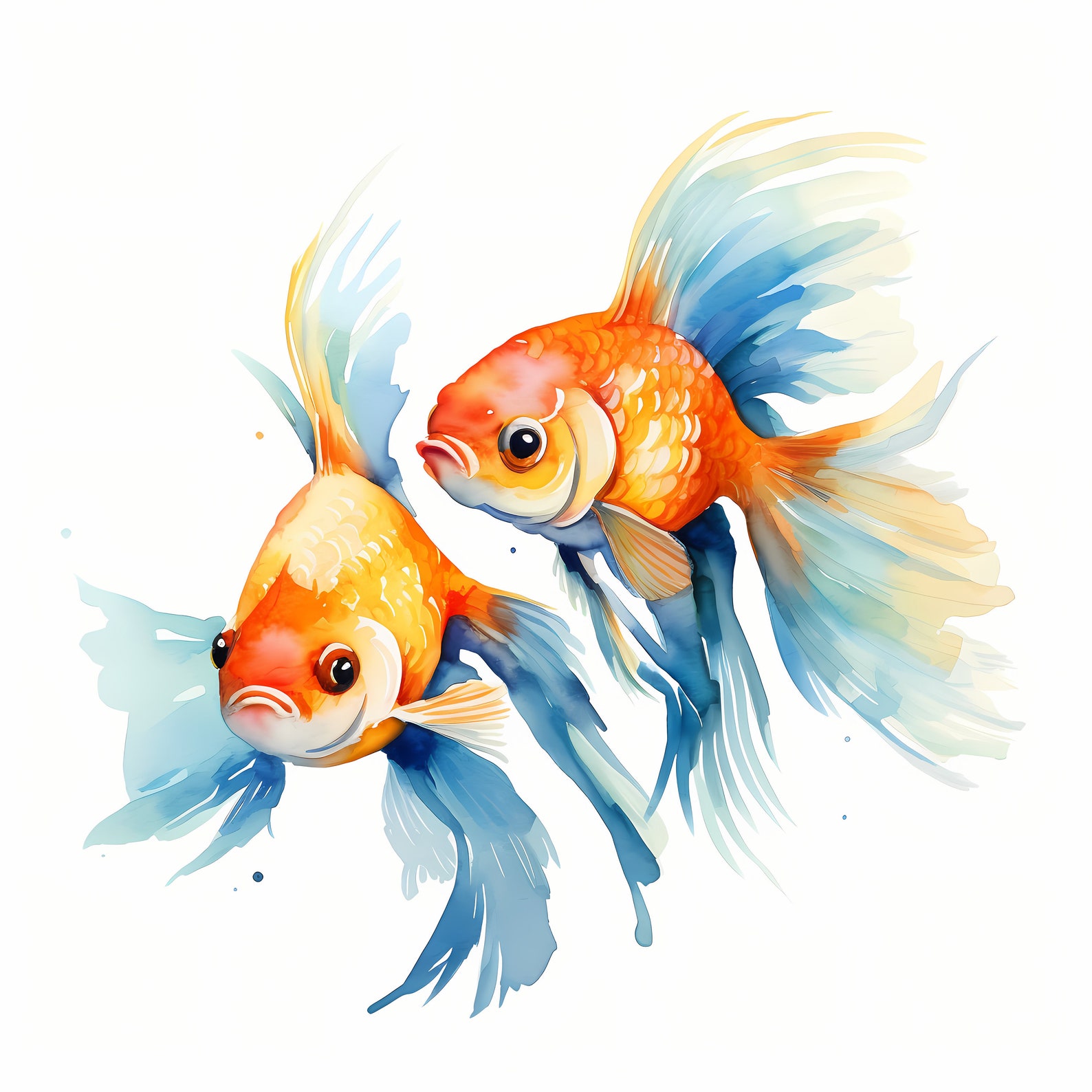 Aquarium Fish Clipart, Goldfish Images, 10 Watercolor Clip Art ...