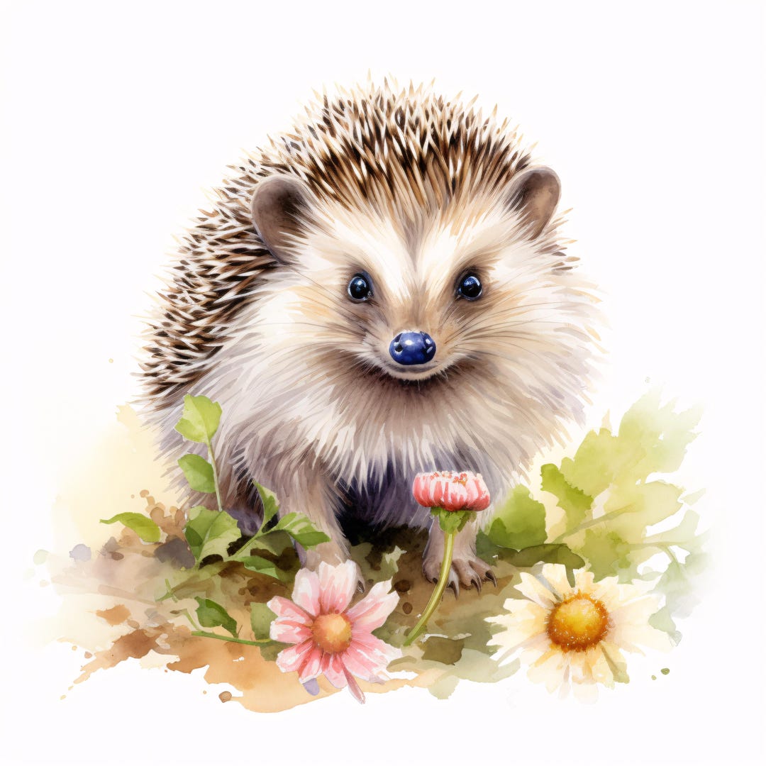 Hedgehog Clipart, Cute Forest Animal Images, 10 Watercolor Clip Art ...