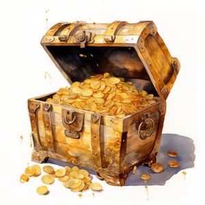 Treasure Chest Clipart, Pirate Treasure Images, 10 Watercolor Clip Art ...