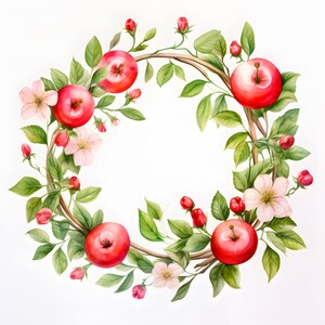 Apple Wreath Clipart, Apple Blossom Wreath Images, 10 Watercolor Clip ...