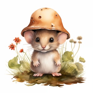 Baby Mouse Clipart, Mouse in Hat Images, 10 Watercolor Clip Art ...