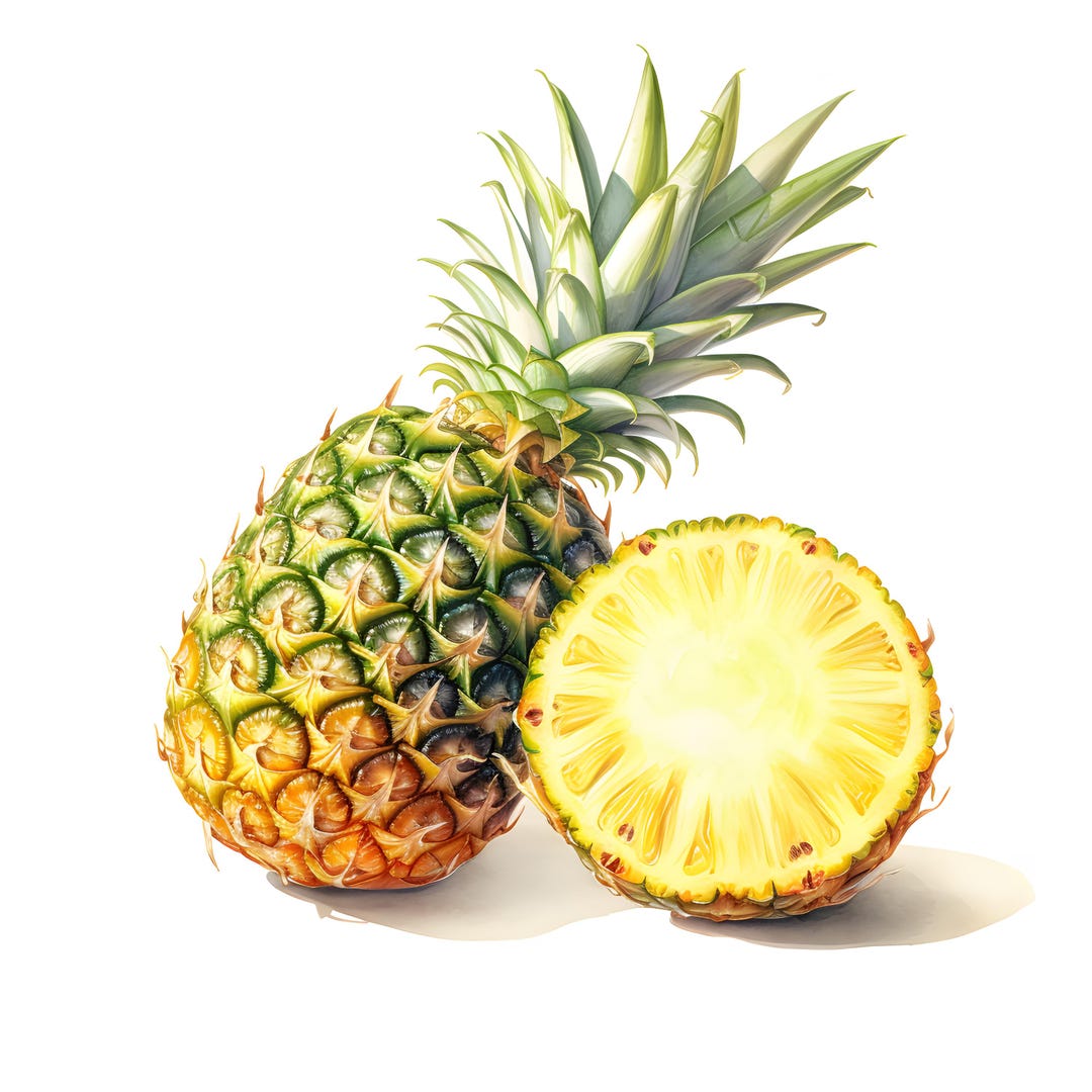 Pineapple Clipart, Pine Apple Half Images, 10 Watercolor Clip Art ...