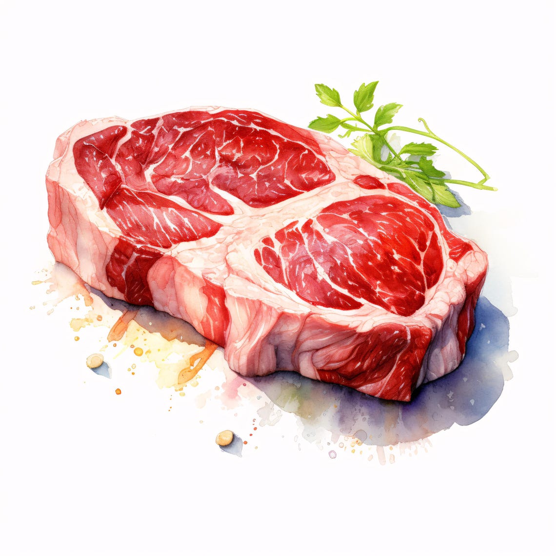 Ribeye Steak Clipart, Raw Meat Food Images, 10 Watercolor Clip Art ...