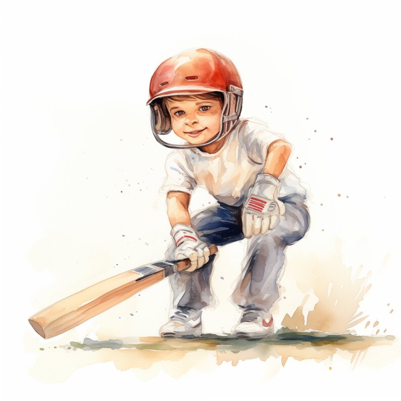 Watercolor Cricket Clipart: Children's Sport Images (jpgs, Commercial ...