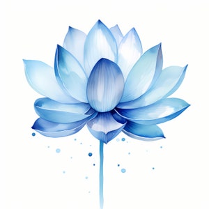 Lotus Clipart, Abstract Blue Flower Images, 10 Watercolor Clip Art ...