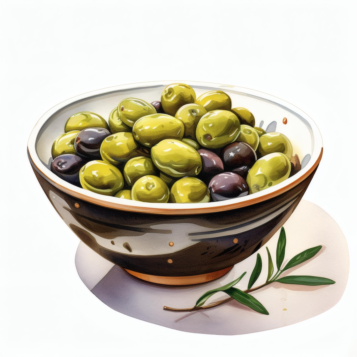 Olives Clipart, Olive Bowl Food Images, 10 Watercolor Clip Art ...