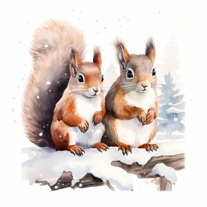 Squirrel Couple Clipart, Winter Squirrels Images, 10 Watercolor Clip ...