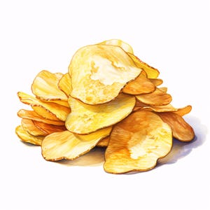 Watercolor Potato Chips Clipart: Snack Food JPG Images (commercial Use ...
