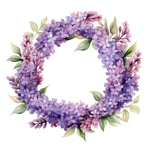 Lilac Wreath Clipart, Wedding Flowers Images, 10 Watercolor Clip Art ...