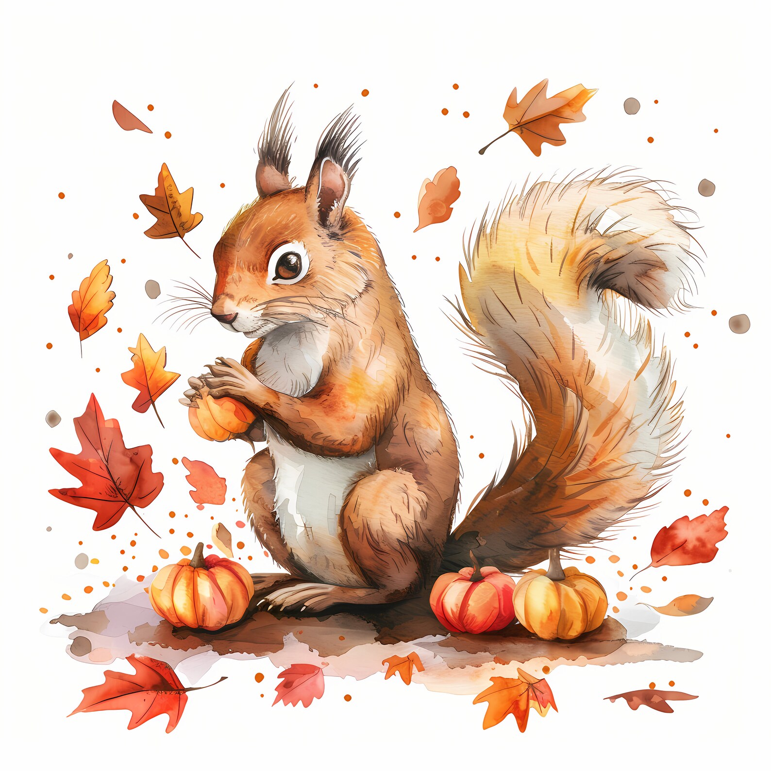Watercolor Autumn Animal Clipart: Fall Woodland Images (jpgs ...