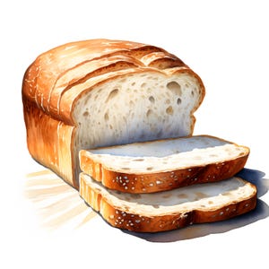 Sliced Bread Clipart, Freshly Baked Images, 10 Watercolor Clip Art ...