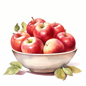 Apples Clipart, Bowl of Apples Images, 10 Watercolor Clip Art ...