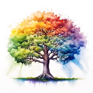 Rainbow Tree Clipart, Colorful Tree Images, 10 Watercolor Clip Art ...