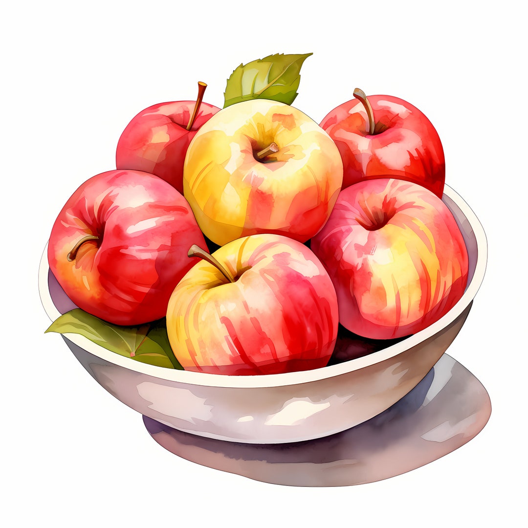 Apples Clipart, Bowl of Apples Images, 10 Watercolor Clip Art ...