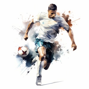 Watercolor Soccer Player Clipart: 10 JPG Images (commercial Use) - Etsy