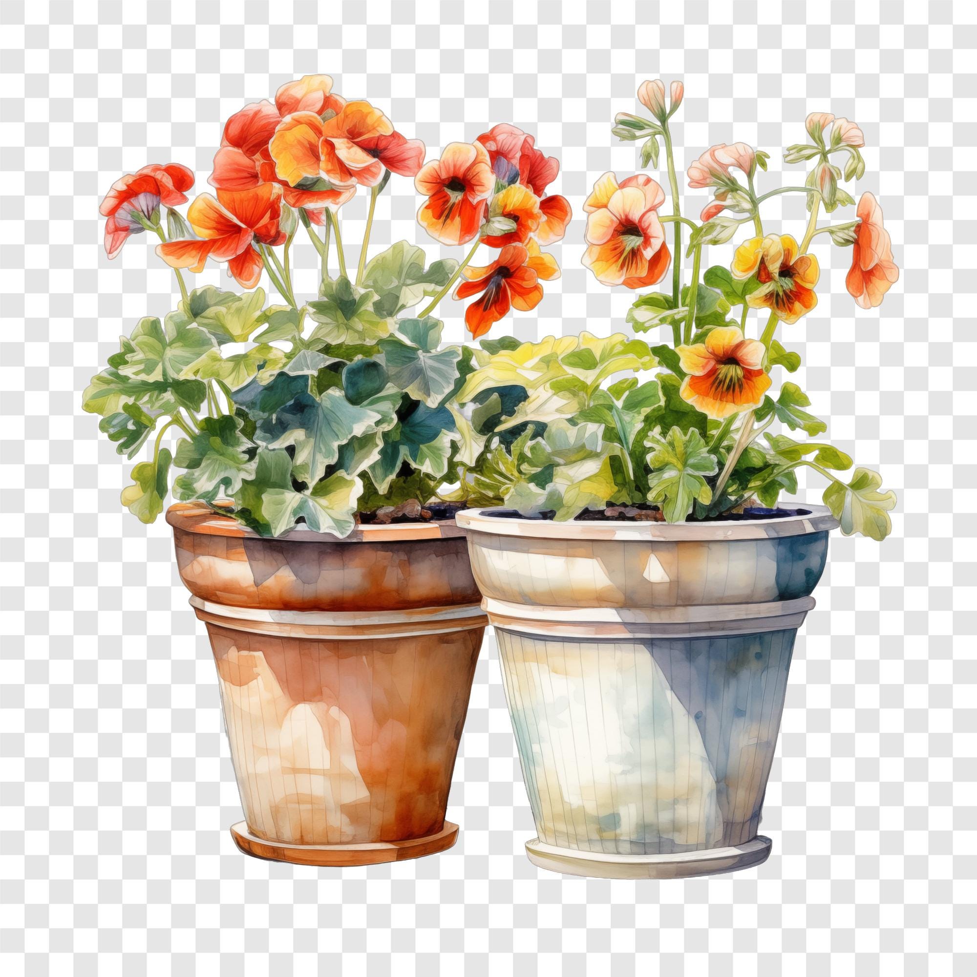 8 PNG Flower Pots Clipart, Garden Plants Images, Watercolor Clip Art ...