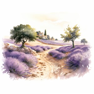 Provence France Clipart, Provence Landscape Images, 10 Watercolor Clip ...