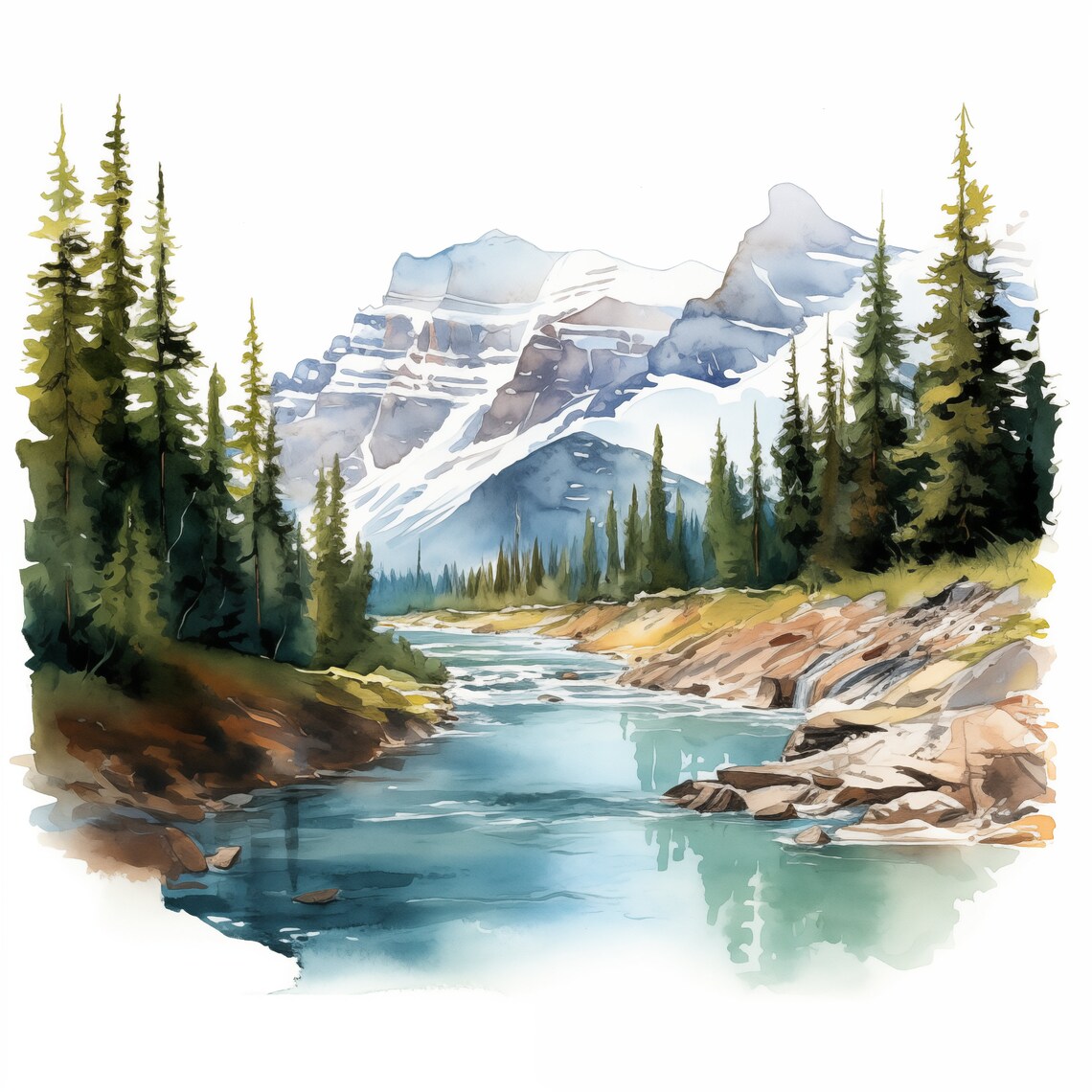 10 Canadian National Park, Banff National Park JPG, Watercolor Clipart ...