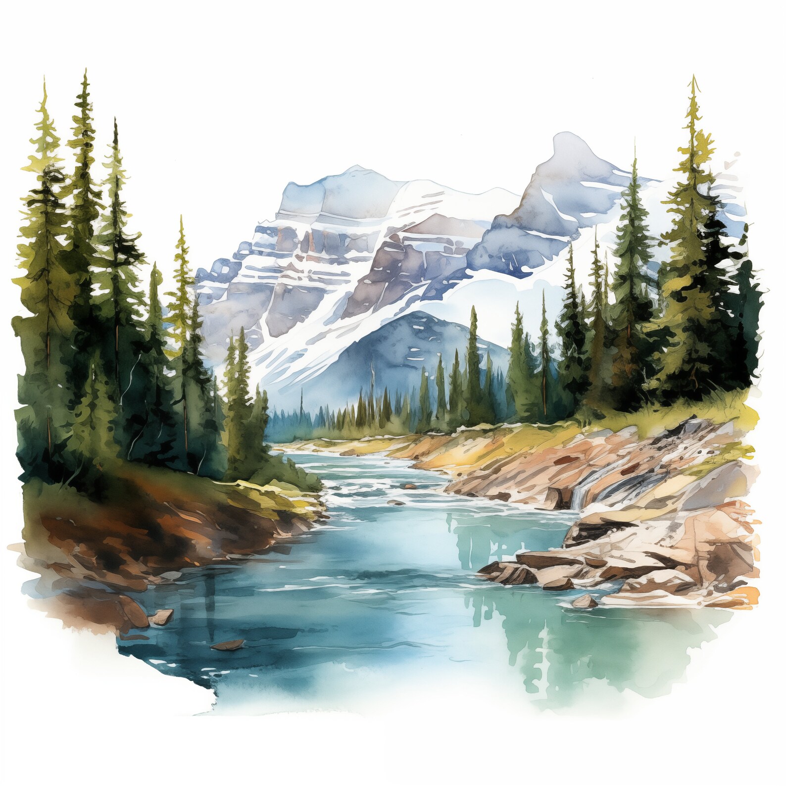10 Canadian National Park, Banff National Park JPG, Watercolor Clipart ...