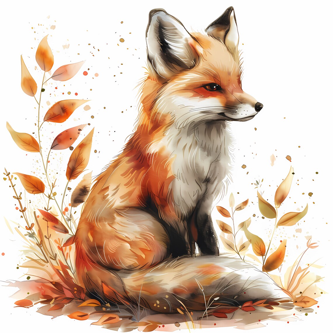 Watercolor Autumn Animal Clipart: Fall Woodland Images (jpgs ...