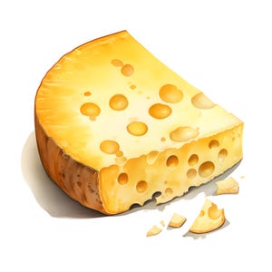 Round Cheese Clipart, Cheese With Piece Images, 10 Watercolor Clip Art ...