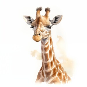 Watercolor Giraffe Clipart: Printable Animal Images (jpgs, Commercial ...