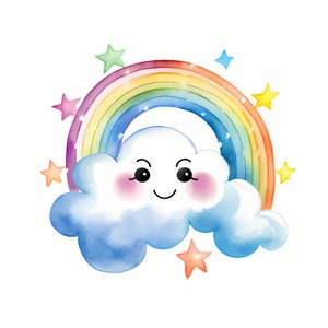 Rainbow Clipart, Smiling Rainbows Images, 10 Watercolor Clip Art ...