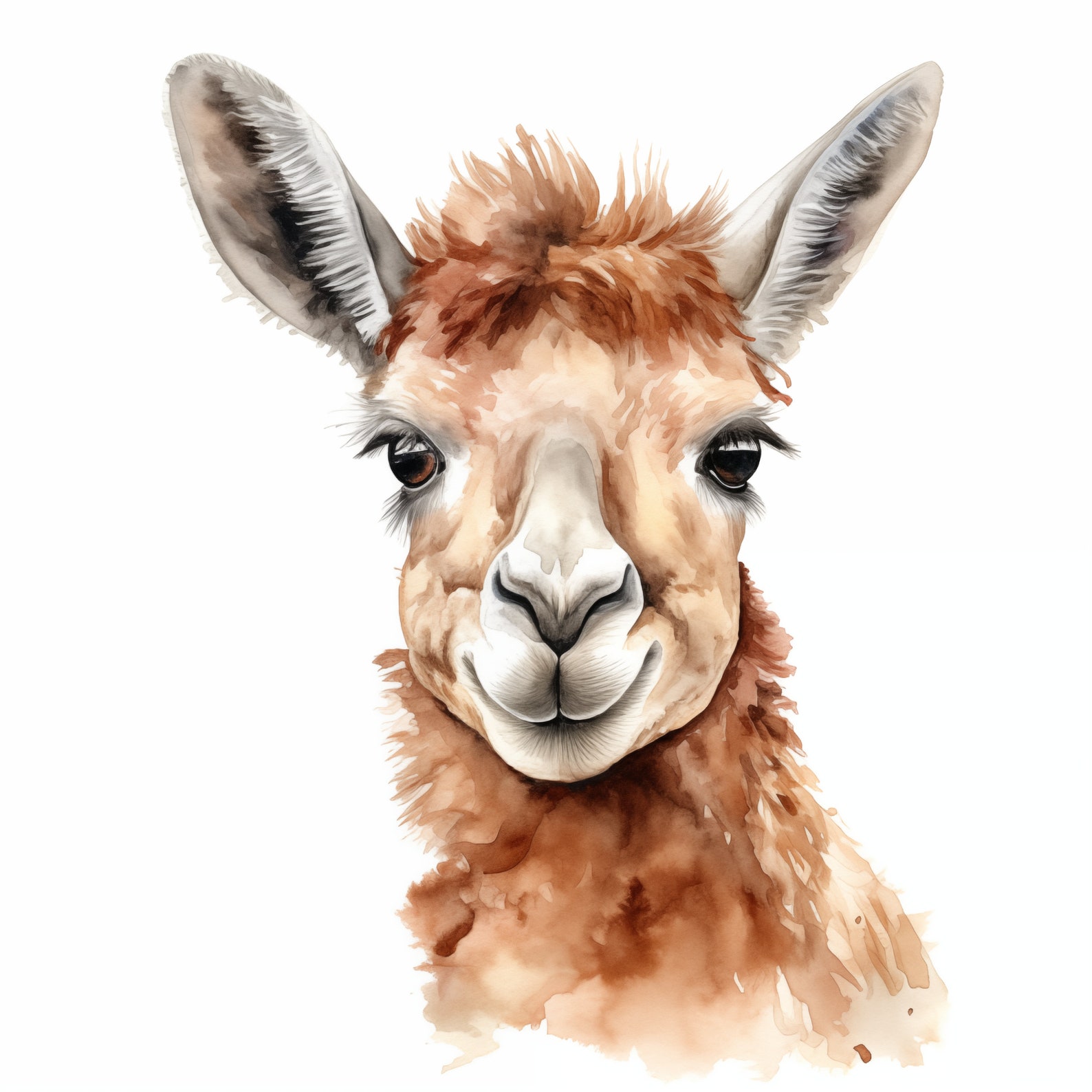 Watercolor Llama Clipart: Printable JPG Images, Commercial Use (digital ...