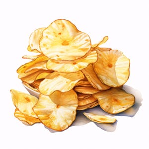 Watercolor Potato Chips Clipart: Snack Food JPG Images (commercial Use ...