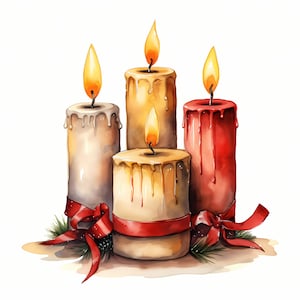 Candles Clipart, Christmas Candles Images, 10 Watercolor Clip Art ...