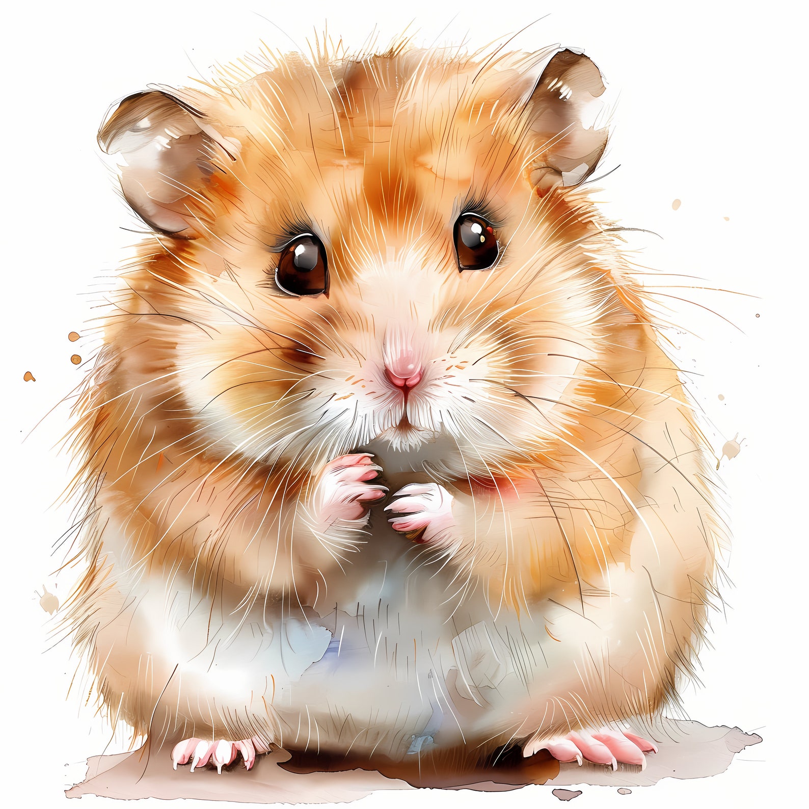Hamster Clipart, Fluffy Hamsters Images, 10 Watercolor Clip Art ...