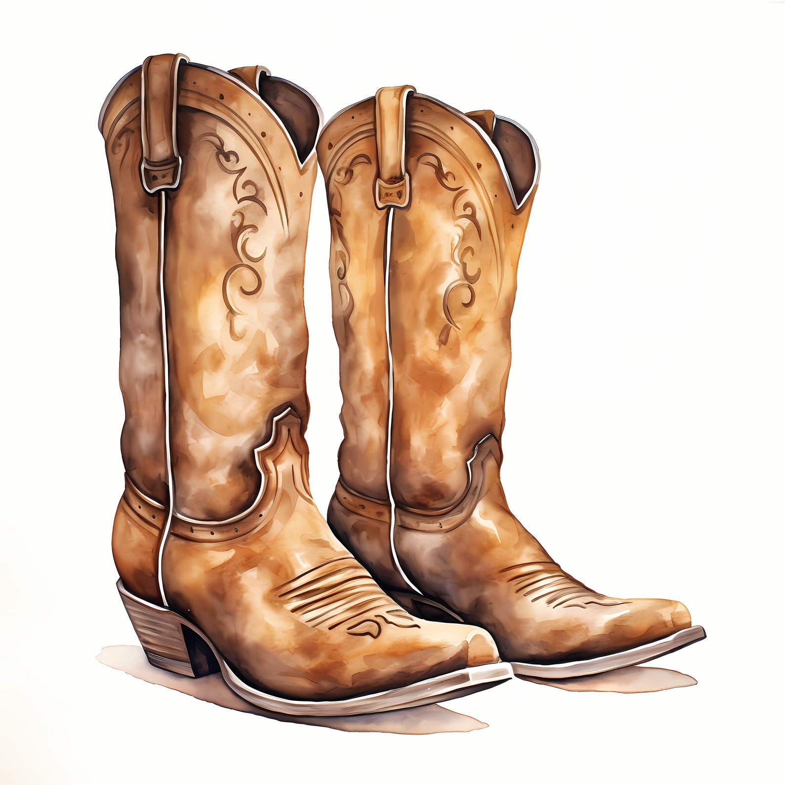 Watercolor Cowboy Boots Clipart: 10 JPG Images (commercial Use) - Etsy