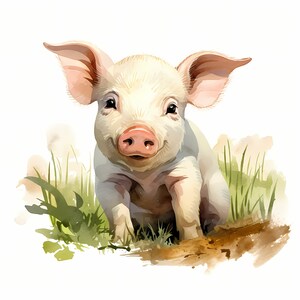 Farm Pig Clipart, Farmyard Pig Images, 10 Watercolor Clip Art ...