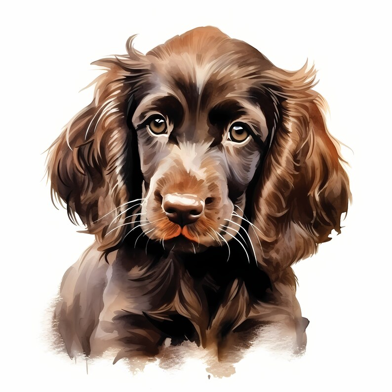 10 Field Spaniel, Puppy Dog, Field Spaniel JPG, Watercolor Clipart ...