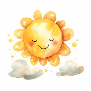 Happy Sun Clipart, Smiling Suns Images, 10 Watercolor Clip Art ...