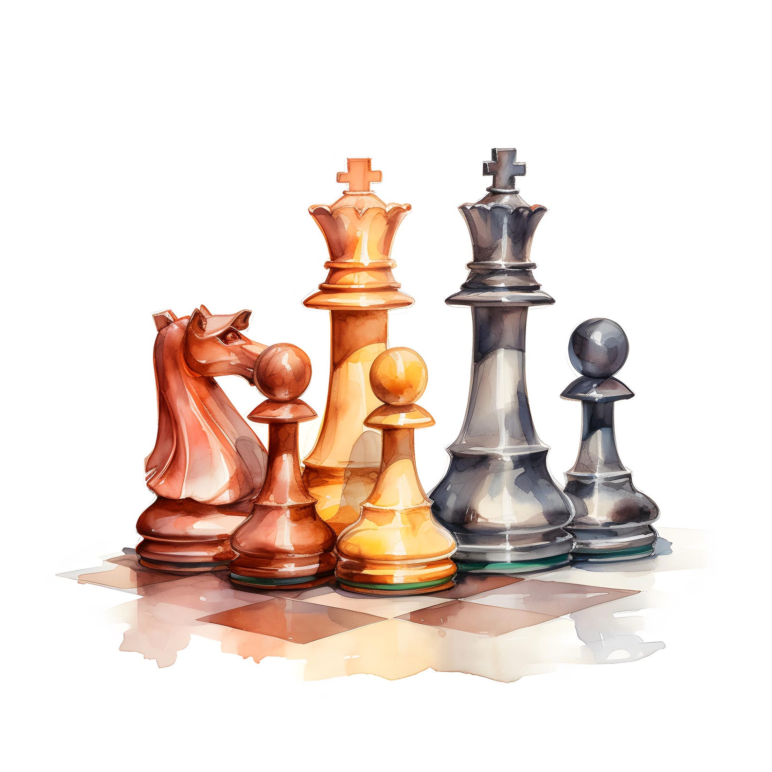 Watercolor Chess Clipart: Elegant Chess Pieces (printable Jpgs) - Etsy
