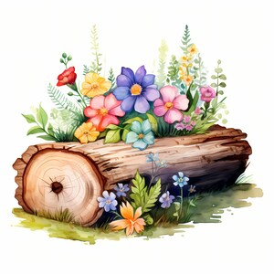 Watercolor Log Clipart: Wildflower Images (jpgs, Commercial Use) - Etsy