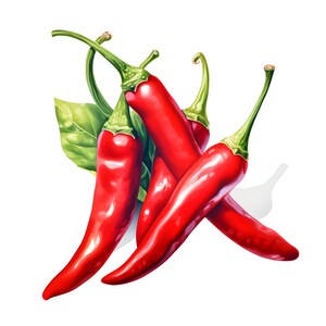 Watercolor Red Hot Chilli Peppers Clipart: Printable JPG Images ...