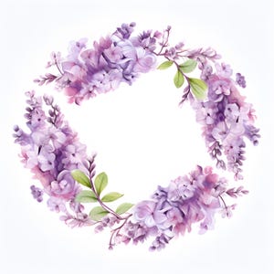 Lilac Wreath Clipart, Wedding Flowers Images, 10 Watercolor Clip Art ...