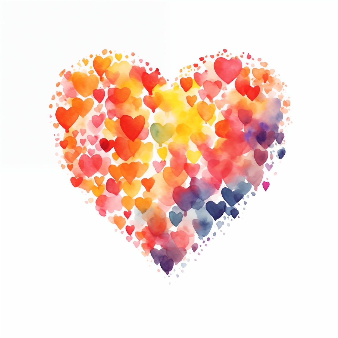 Watercolor Heart Clipart: Abstract Colorful Hearts (jpgs, Commercial ...