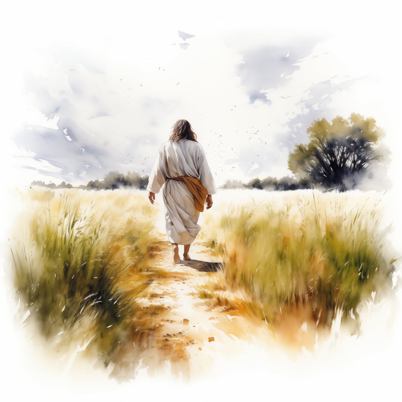 Jesus Walking Clipart, Jesus Christ Images, 10 Watercolor Clip Art ...