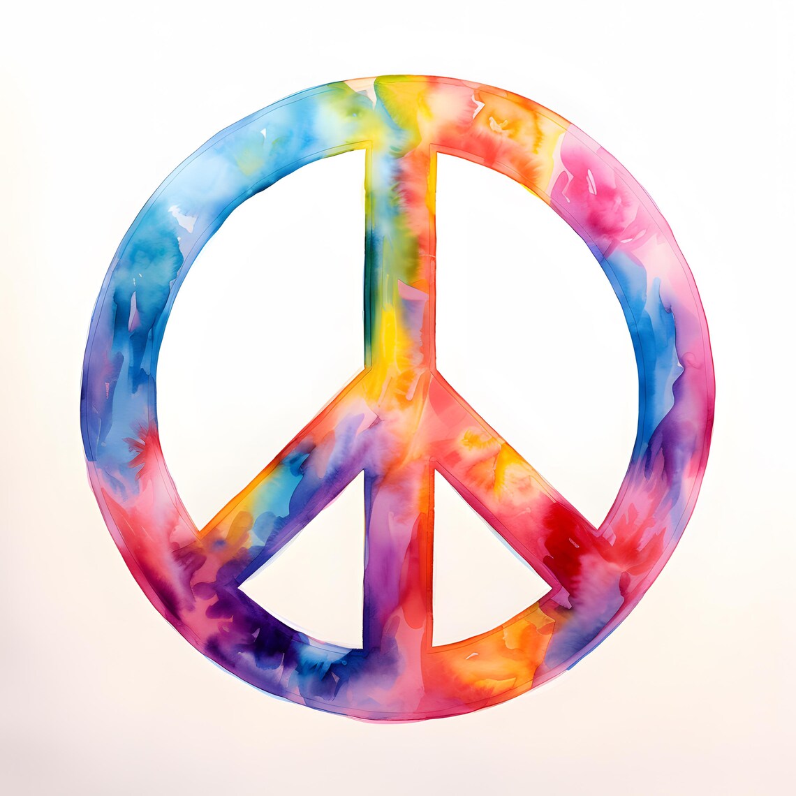 Watercolor Peace Sign Clipart: Rainbow Peace Symbol Images (jpgs ...