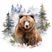 13 Brown Bear, Bear in Winter Clipart, Watercolor Clipart, High Quality ...