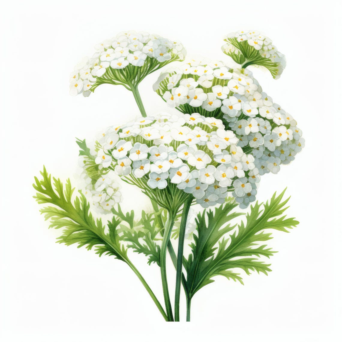 Yarrow Flowers Clipart, Wild Herb Images, 10 Watercolor Clip Art ...