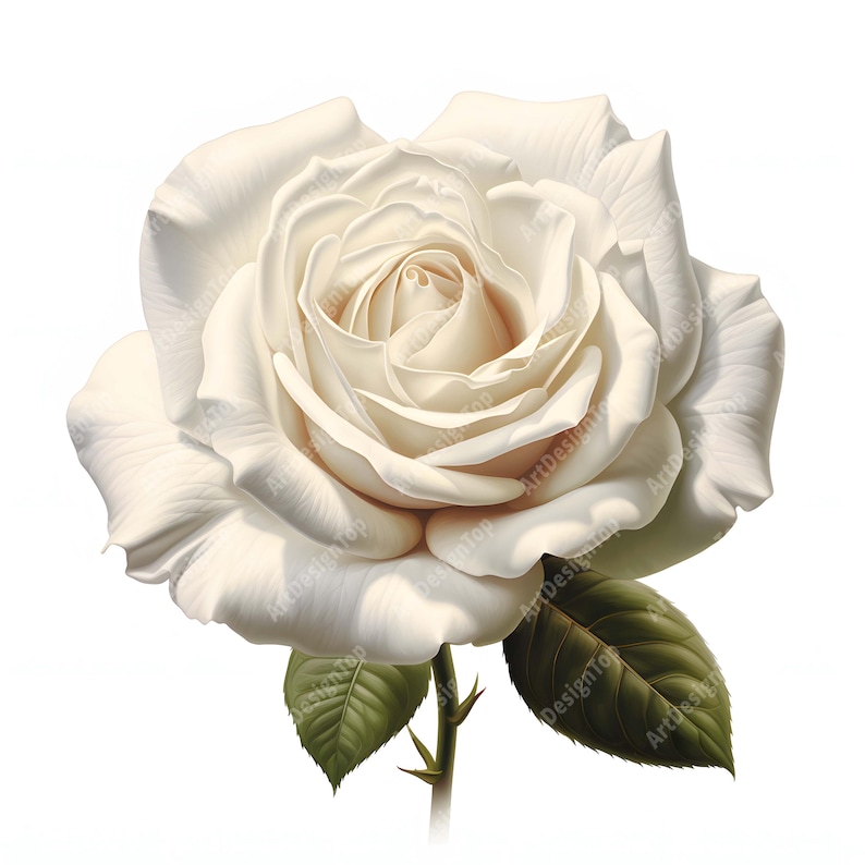 Watercolor White Rose Clipart: 10 Printable Flower Images (jpgs ...